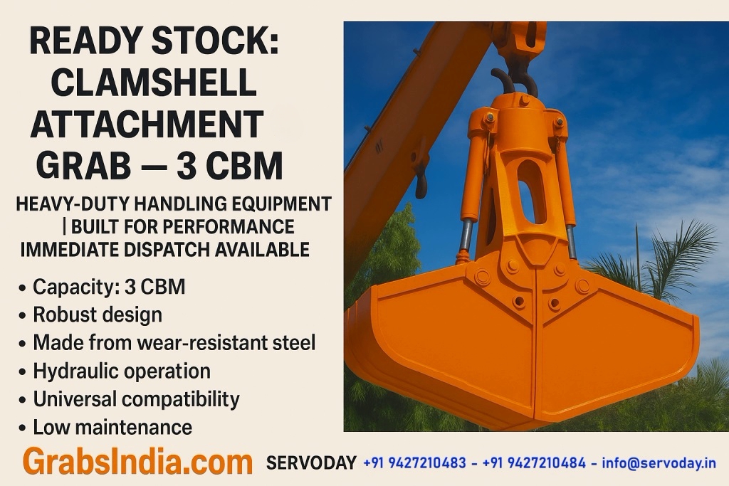 Ready Stock: Clamshell Attachment Grab – 3 CBM - Napier Grass